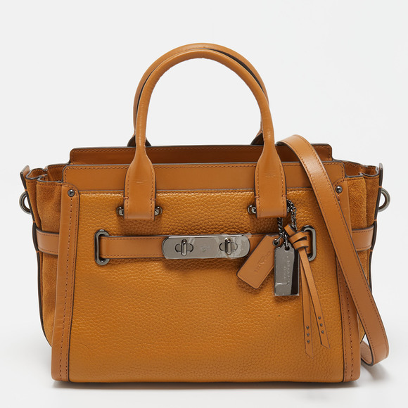 Coach | Bags | Coach Tan Leather And Suede Swagger 27 Carryall Satchel ...